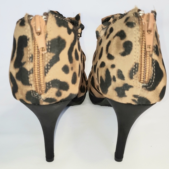 Shoes | New Leopard Print Peep Toe Booties Size 1 | Poshmark